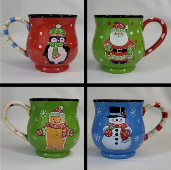 Temp-Tations | Dining | 4 Winter Whimsy Handpainted Mugs By Temptations ...